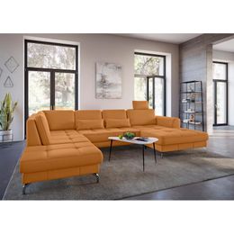Sit & More sit&more Wohnlandschaft &raquo;Bendigo U-Form&laquo; inklusive Sitztiefenverstellung, Bodenfreiheit 12 cm, in 2 Fu&szlig;farben gelb B/H/T: 332cm x 84cm x 226cm, 