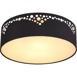 Globo LIGHTING Deckenleuchte &raquo;INGEBORG&laquo; E27 1 Stk. Deckenleuchte f&uuml;r Wohn- & Schlafzimmer Textil schwarz 2, &Oslash; 35cm H: 10cm, 1 Stk.