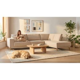 OTTO home Ecksofa &raquo;Oland Skandi, weicher Chenille-Stoff&laquo; L-Form, 289 cm, Wellenunterfederung, Skandi-Design, Massivholzf&uuml;&szlig;e 100% Polyester B/H/T: 