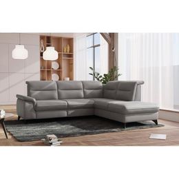 Sit & More sit&more Ecksofa &raquo;Astoria L-Form&laquo; wahlweise mit motorischer Relaxfunktion grau 100% Polyester B/H/T: 256cm x 91cm x 225cm, Luxus-Microfaser ALTARA 