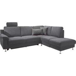 3C Carina Ecksofa &raquo;Korfu L-Form&laquo; incl.- 1 Kopfst&uuml;tze, wahlweise mit Schlafunktion und Stauraum grau Chenille Easy care (100% Polyester);Struktur (100%