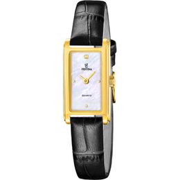 Festina Damen Quarzuhr &raquo;Mademoiselle&laquo; Armbanduhr, Damenuhr, Lederarmband, analog gold Einheitsgr&ouml;&szlig;e