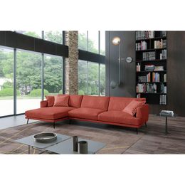 Egoitaliano Ecksofa &raquo;Sophia, Designsofa mit extrakomfortablem Sitzkomfort, Breite 274cm&laquo; mit Daunenfederung, L-Form rot Luxus-Micofaser Lederoptik (100% Polyester