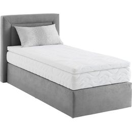 Westfalia Schlafkomfort Boxspringbett wahlweise mit Bettkasten und Topper grau Microvelours Mit Kaltschaum-Topper, ohne Bettkasten, Liegefl&auml;che B/L: 90cm x 200cm, Gewicht bis