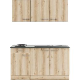 Optifit Pantryk&uuml;che &raquo;Bella&laquo; Breite 150 cm, wahlweise mit Kochfeld oder Unterbauk&uuml;hlschrank beige B/H/T: 150cm x 60cm, 2-Platten-Kochfeld, ohne 