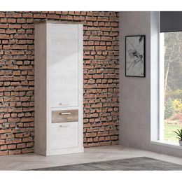 FORTE Mehrzweckschrank &raquo;Duro&laquo; H&ouml;he 212 cm, B&uuml;cherregal mit T&uuml;ren und Schublade, im Landhausstil wei&szlig; Dekorfolie, FSC -zertifizierter Holzwerkstoff 