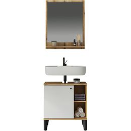 Home Affaire Badm&ouml;bel-Set &raquo;OSLO, Bad im skandinavischen Design&laquo; Set, 1 Stk. tlg. wei&szlig; Holzwerkstoff B/H/T: 60cmcm x 190cmcm x 33cmcm
