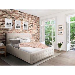 Home Affaire Polsterbett &raquo;Vaine&laquo; in 5 Breiten, auch in L&auml;nge 220 cm, incl. Roll-Lattenrost beige Samtoptik (100% Polyester) Liegefl&auml;che L&auml;nge B: 200cm