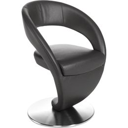 K+w Komfort & Wohnen K+W Komfort & Wohnen Esszimmerstuhl &raquo;Wave, Drehstuhl, Polsterstuhl&laquo; () Design-Drehstuhl, Drehteller in Edelstahloptik braun Bronco: Nappaleder 