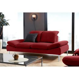 W.Schillig 2-Sitzer &raquo;enjoy&MORE&laquo; mit Sitztiefenverstellung, F&uuml;&szlig;e Chrom gl&auml;nzend, Breite 202 cm rot Chenille-Flachgewebe R66 (85% Polyester, 15% Nylon)