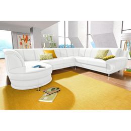 Trendmanufaktur Wohnlandschaft &raquo;Rondo, wahlweine mit Federkern, Breite 320cm, U-Form&laquo; inkl.Federkern und mit Bettfunktion wei&szlig; Softlux -Kunstleder;