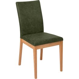 massivline&more 4-Fu&szlig;stuhl &raquo;Oviedo, Stuhl, Esszimmerstuhl, K&uuml;chenstuhl&laquo; () 2 Stk.Massivholz: Wildeiche ge&ouml;lt gr&uuml;n Polyester B/H/T: 46cm x 95cm x 60cm,