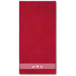 Dyckhoff Duschtuch &raquo;Oktoberfest&laquo; Made in Germany (2 Handt&uuml;cher, 1 Duschtuch) rot Frottier, Frottier B/L: 70cmx140cm, 1 Stk., Herz Hirsche, Frottier