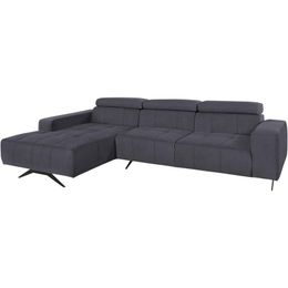 DOMO collection Ecksofa &raquo;Trento L-Form, mit Kufenfu&szlig; oder Einzelfu&szlig;&laquo; whlw. verstellbare Kopfteile, passend f&uuml;r g&auml;ngige Saugroboter grau 92% Polyester,