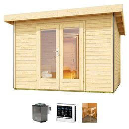 Konifera Saunahaus &raquo;Maiko 1 SET B&laquo; Ofen 9 kW Bio externe Strg easy beige Bio-Ofen, externe Steuerung, 9 kW