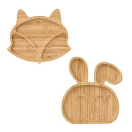 zeller Speiseteller &raquo;Animals'&laquo; Teller Set, Tiermotiv Hase und Fuchs beige Bambus Einheitsgr&ouml;&szlig;e