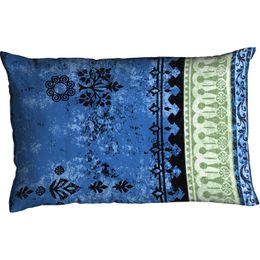CASATEX Kissenbezug &raquo;Indi&laquo; Kissenbezug mit Ornamenten, passend zur Bettw&auml;sche in Qualit&auml;t Biber blau Biber, Obermaterial: 100% Baumwolle B/L: 40cm x 