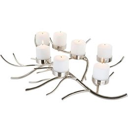 Fink Kerzenleuchter &raquo;RAMUS&laquo; 7-flammig, mit filigraner Aststruktur silber Aluminium B/H/T: 80cm x 17cm x 51cm