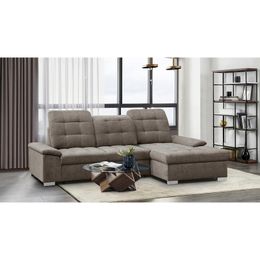 WERK2 Ecksofa &raquo;Carmen 264 x 170 cm modern und bequem&laquo; Struktur weich, L-Form, Sitztiefenverstellung, Schlaffunktion beige 95% Polyester, 5% Nylon B/H/