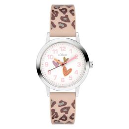 s.Oliver Damen s.Oliver Quarzuhr &raquo;The Twinkle Fun&laquo; Armbanduhr, Silikonarmband, Kinderuhr, M&auml;dchen, analog beige Einheitsgr&ouml;&szlig;e