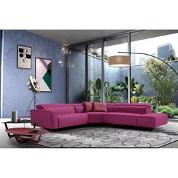 Egoitaliano Ecksofa &raquo;Stefanie-e, Designsofa der Extraklasse, bequem mit hohem Sitzkomfort&laquo; mit Relaxfunktion und verstellbaren Kopfteilelementen pink B/H/T: 314cm