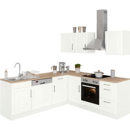 KOCHSTATION Winkelk&uuml;che &raquo;KS-Stockholm &ndash; K&uuml;che mit hochwertiger und detailreicher Landhausfront&laquo; Stellbreite 220x220 cm, wahlweise mit E-Ger&auml;ten, MDF-