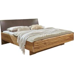 Wiemann Futonbett &raquo;Cordoba&laquo; Absetzungen in Riffholz Polsterkopfteil in Kunstleder Mocca beige Liegefl&auml;che L&auml;nge B: 200cm x 180cm, H&ouml;he Bett: 97cm H&ouml;he