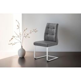 ByLiving Esszimmerstuhl &raquo;Marlen XXL&laquo; (Set) 2 Stk.bis zu 150 kg belastbar, Vintage-Bezug, Freischwinger grau B/H/T: 47cm x 96cm x 62cm, 2 Stk., 
