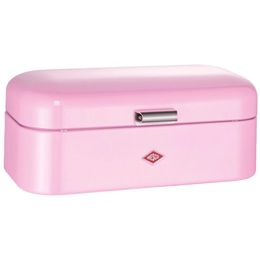 Wesco Brotkasten &raquo;Grandy - Brotdose&laquo; L&uuml;ftungsl&ouml;cher auf der R&uuml;ckseite, Metallschaniere pink Stahlblech B/H/L: 25,5cm x 16,5cm x 41cm