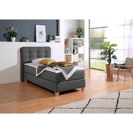Home Affaire Boxspringbett inklusive Komfortschaum-Topper grau Liegefl&auml;che B/L: 90cm x 200cm, Gewicht bis: 100 kg H3, 7-Zonen-Kaltschaummatratze