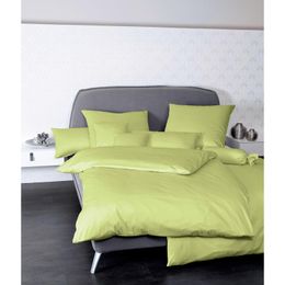 Janine Bettw&auml;sche &raquo;Colors&laquo; 3 Stk. feinf&auml;dige uni Bettw&auml;sche f&uuml;r alle Jahreszeiten, Markenrei&szlig;verschluss gr&uuml;n Mako-Satin, Obermaterial: 100% Baumwolle B/L: 