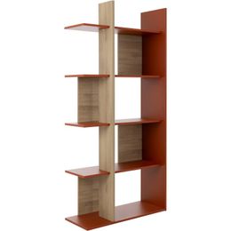 Raumteilerregal &raquo;OCRA&laquo; Praktische Bibliothek oder Raumtrennung braun Holzwerkstoff B/H/T: 90cm x 190cm x 36cm, offene F&auml;cher, 4 Einlegeb&ouml;den