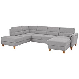 Home Affaire Wohnlandschaft &raquo;Palmera U-Form, B: 308 cm&laquo; optional Schlaffunktion & Bettkasten, Federkern silber 100% Polyester;Struktur (100% Polyester