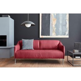 W.Schillig 2,5-Sitzer &raquo;sally Design-Sofa, Loungesofa, bequem, schmale Armlehnen, Breite 194cm&laquo; mit Metallf&uuml;&szlig;en in Chrom gl&auml;nzend, Breite 194 cm rot 