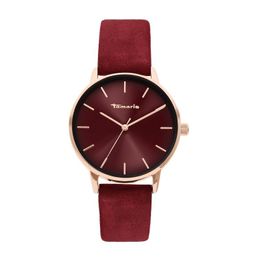 Tamaris Damen Quarzuhr Armbanduhr, Damenuhr, Lederarmband, analog rosa Einheitsgr&ouml;&szlig;e