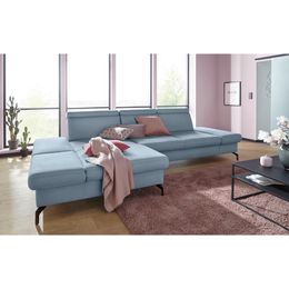 Sit & More sit&more Ecksofa &raquo;Brisbane L-Form&laquo; Fu&szlig;h&ouml;he 15 cm, inklusive Sitztiefen-, Armteil- und Kopfteilverstellung blau Soft clean (98% Polyester, 2% Polyamid)