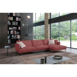 Egoitaliano Ecksofa &raquo;Sophia, Designsofa mit extrakomfortablem Sitzkomfort, Breite 274cm&laquo; mit Daunenfederung, L-Form rot Leder &raquo;BULL&laquo; (echtes Rindsleder). 