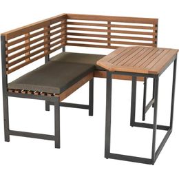 Merxx Eckbankgruppe &raquo;&raquo;Eckbank Set&laquo;&laquo; Set, 3 Stk. tlg. Eckbank und Klappentisch aus Akazienholz, flexibel Montageoptionen beige Bezug: 100% Polyester 