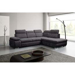 WERK2 Ecksofa &raquo;Alicante Cord L-Form, Schlaffunktion & Bettkasten, 280 cm breit&laquo; Schlafsofa in Chenille mit Bettkasten & verstellbaren Kopfst&uuml;tzen B/H/