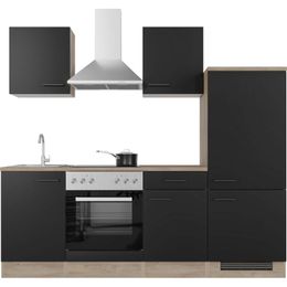 Flex-Well K&uuml;chenzeile &raquo;Capri&laquo; mit und ohne E-Ger&auml;ten erh&auml;ltlich, Gesamtbreite 220 cm schwarz B/H/T: 220cm x 200cm x 60cm, ohne E-Ger&auml;te und ohne Einbausp&uuml;le