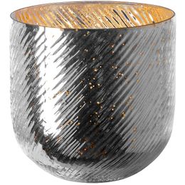 Fink Windlicht &raquo;VICKY&laquo; Kerzenhalter aus Glas, in Rillenoptik silber Glas B/H/T: 25cm