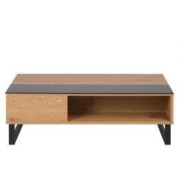 ACTONA GROUP Couchtisch &raquo;Azalea&laquo; Sofatisch, Kaffeetisch, Glas, Kufengestell, H&ouml;henverstellbar, Stauraum beige B/H/T: 110cm x 35cm x 60cm, Tischplatte 