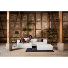 W.Schillig Ecksofa &raquo;around-the-block Mega-Sofa & Hocker, viel Platz, Breite 300cm, L-Form&laquo; inklusive Hocker, mit eleganter Biese, mit Federkern wei&szlig; 