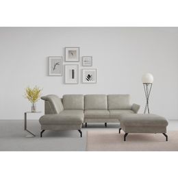 Sit & More sit&more Ecksofa &raquo;Fashion L-Form&laquo; wahlweise mit Kopfteilverstellung und Vorziehsitz, motorisch grau B/H/T: 250cm x 84cm x 207cm, Luxus-Microfasermit 