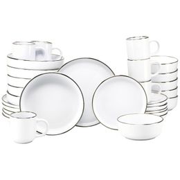 Creatable Kombiservice &raquo;Nordic Festive, Service 30-tlg.&laquo; Minimalistisches Design, Dezente goldene Akzente Steinzeug 30