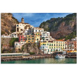 Artland Alu-Dibond-Druck &raquo;Hafen von Amalfi an der Amalfik&uuml;ste&laquo; Italien 1 Stk. tlg. f&uuml;r Innen- und Au&szlig;enbereich geeignet, Outdoorbild braun B/H/T: 60cm x 40cm,