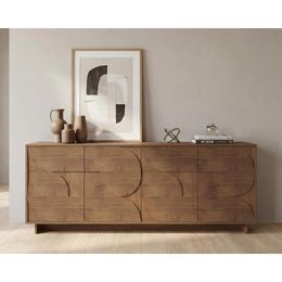 Home Affaire Sideboard &raquo;Zen, 205 cm breit, 4 T&uuml;ren, Anrichte, Kommode, Stauraumschrank&laquo; Push-to-open, 3D-Fronten, Mercure-Holzstruktur, viel Stauraum 