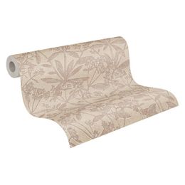 A.S. Cr&eacute;ation Vliestapete &raquo;Terra Tapete Bl&auml;tter Floral&laquo; gemustert matt neutral strukturiert Natur-Tapete Landhaus Tapeten Wohnzimmer Schlafzimmer K&uuml;che modern beige