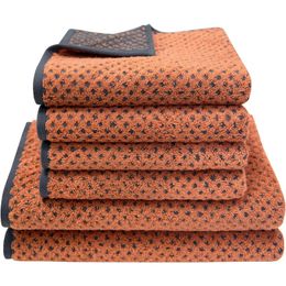 Dyckhoff Handtuch Set &raquo;Golden Shades Rhombus&laquo; Set 6 Stk. Walkfrottier Kuschelig weich; 4 Handt&uuml;cher (50x100cm), 2 Duscht&uuml;cher (70x140cm) braun Walkfrottier, 