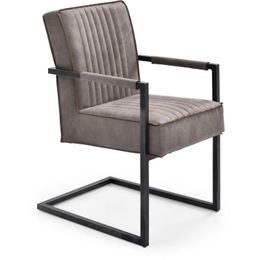 Home Affaire Armlehnstuhl &raquo;David&laquo; (Set) 2 Stk.mit bequemer Federkernpolsterung grau B/H/T: 46cm x 93cm x 66cm, 2 Stk., Microfaser Antiklederoptik